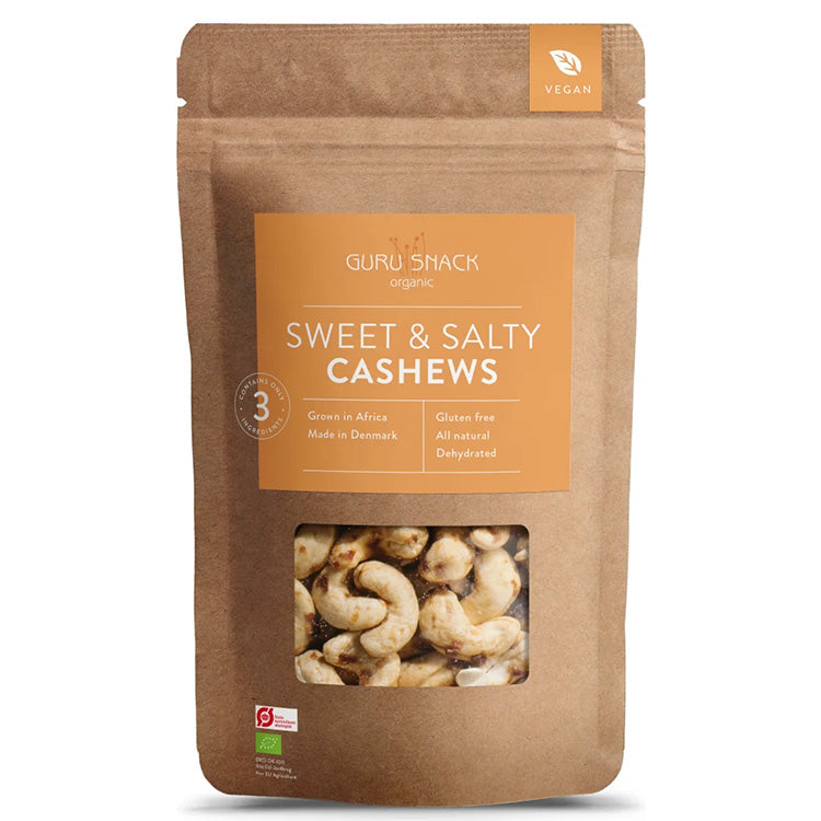 Søde og saltede cashewnødder - Guru snack - Delikatessehuset